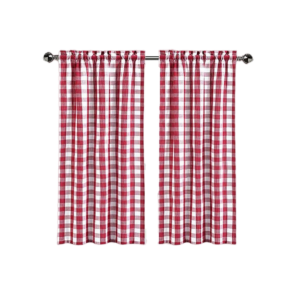 Gracie Oaks Minuka Linen Plaid Semi-Sheer Rod Pocket Curtain Panels | Wayfair